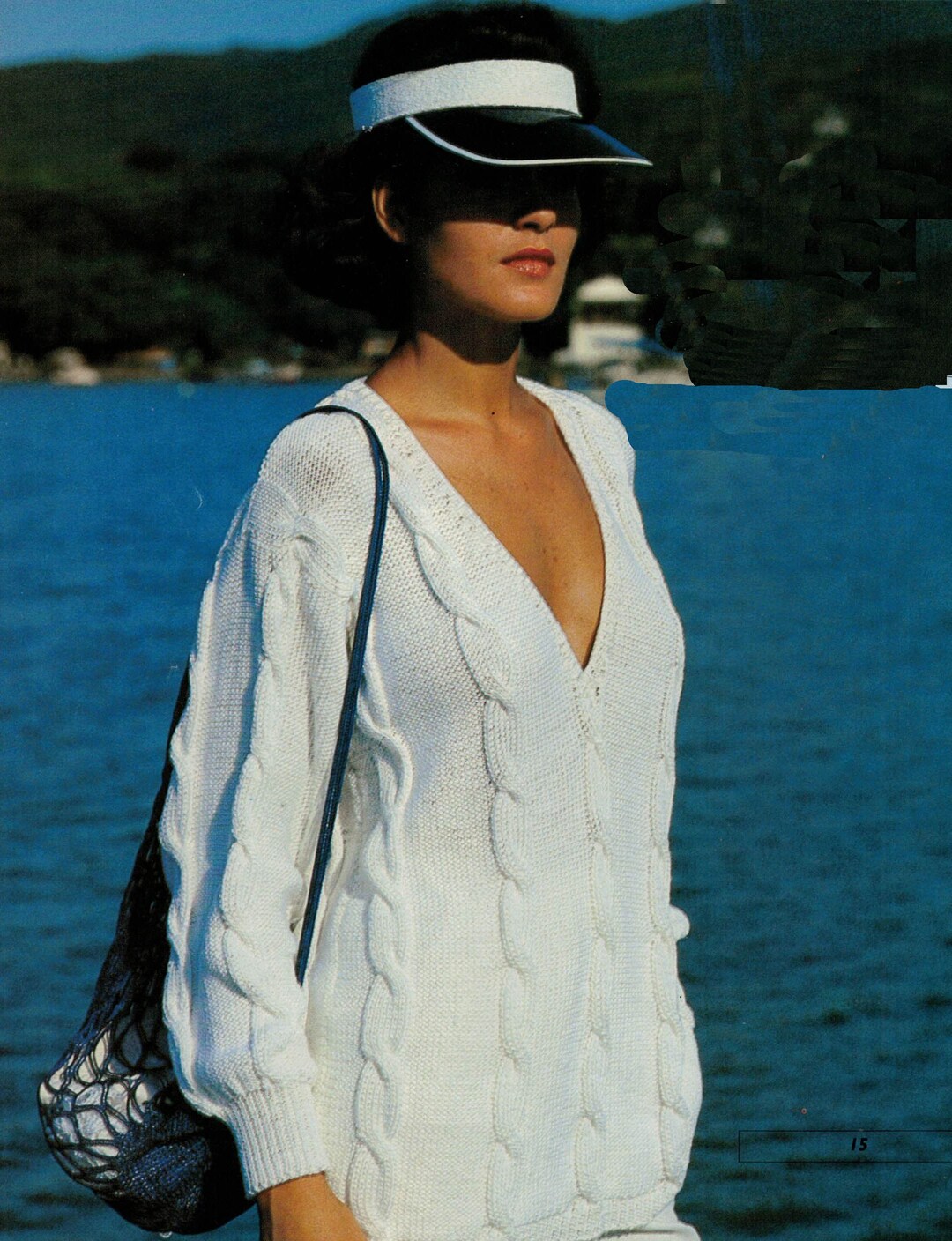 Simple V-neck Plunge Neck-line Cable Knit Jumper Knitting Pattern Pdf ...