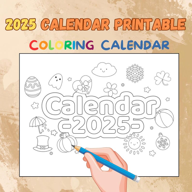 2025 Calendar Printable, Cute Kids Calendar 2025, Wall Calendar PDF ...