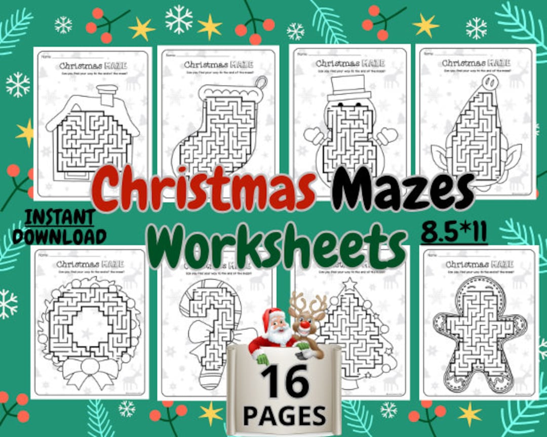 Christmas Mazes Worksheets,christmas Maze Game,christmas Game ...