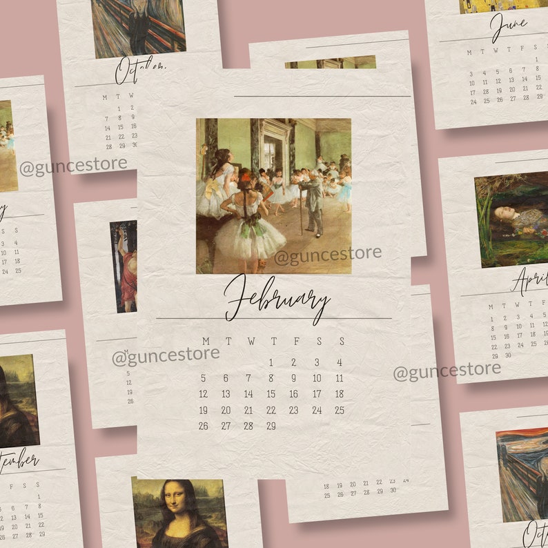 2024 Desk Calendar Digital Girl Product Famous Paintings Gift for Her ...