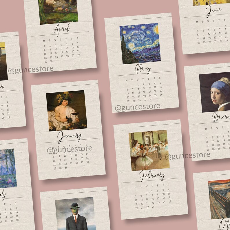 2024 Desk Calendar Digital Girl Product Famous Paintings Gift for Her ...