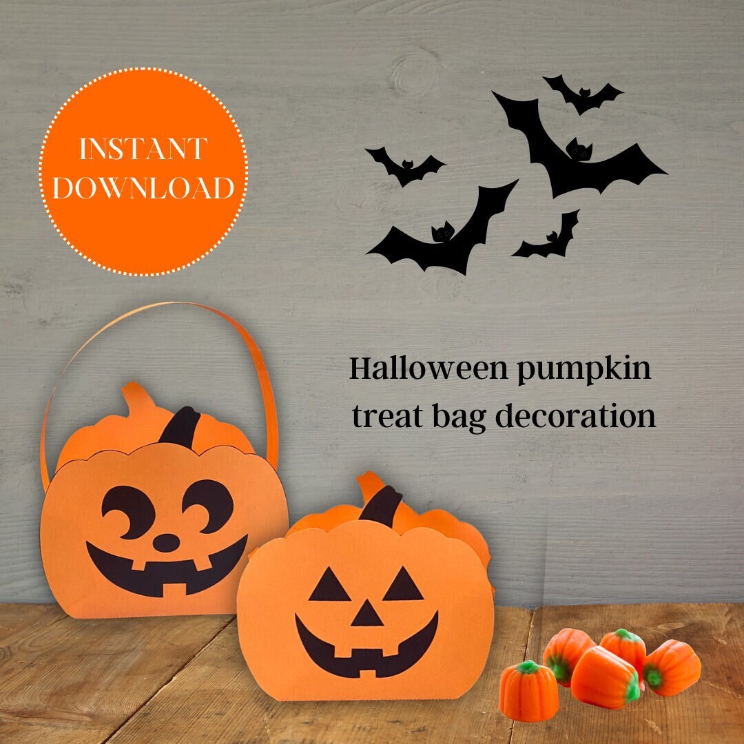 Halloween Printable Pumpkin Treat Bag Trick or Treat Decoration Pumpkin ...
