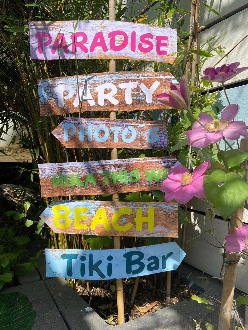 Hawaiian Direction Sign | Aloha Party Decor | Summer Decoration ...