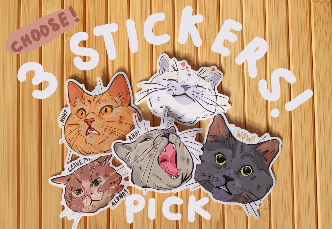 3 Pack!- Cat Lucky Dip Sticker Pack! - Etsy