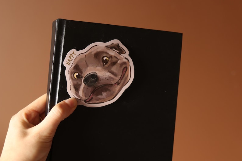 Happy Staffy Vinyl Sticker: Staffordshire Bull Terrier Decal (3x3 ...