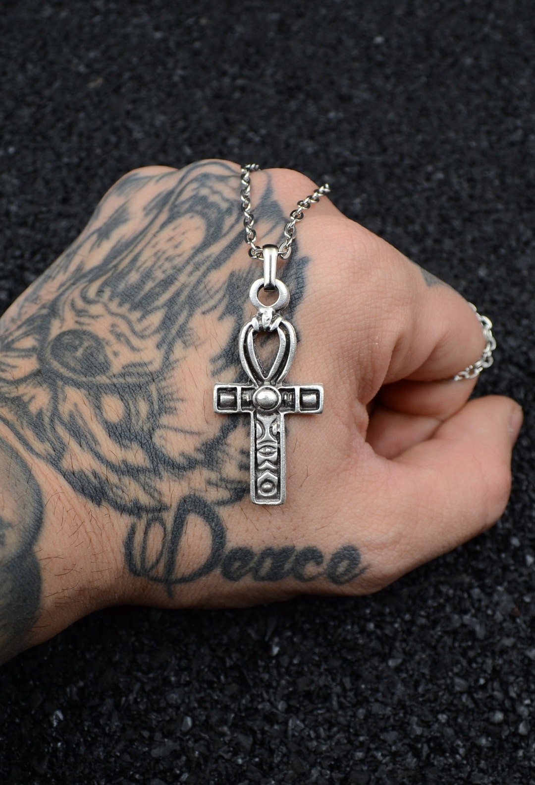 Ankh Symbol Ancient Egyptian Nile Key Men's and Women's Silver Necklace ...