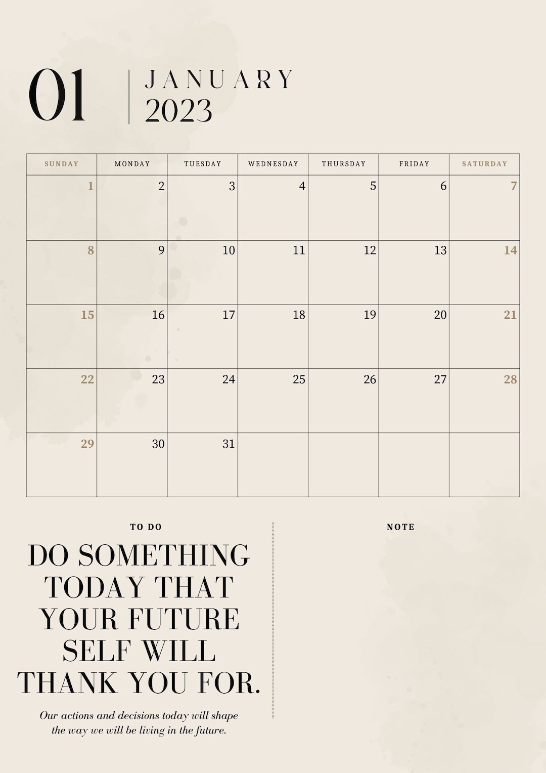 Simple Calander 2023 Jan to Dec - Achieve Your Goals - Etsy