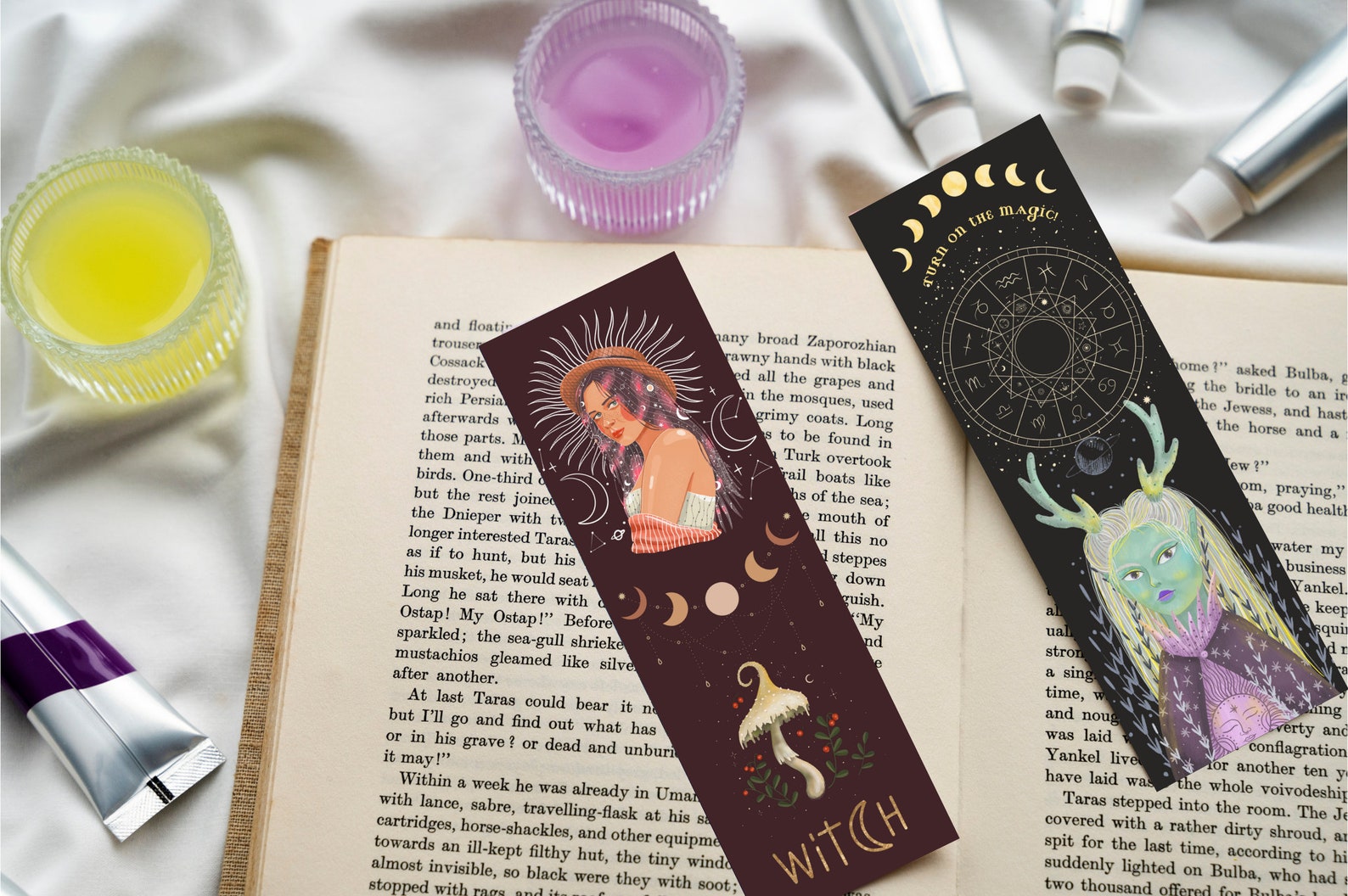 Witchy Bookmarks Printable Template - 10pcs Digital, Witch Bookmark ...