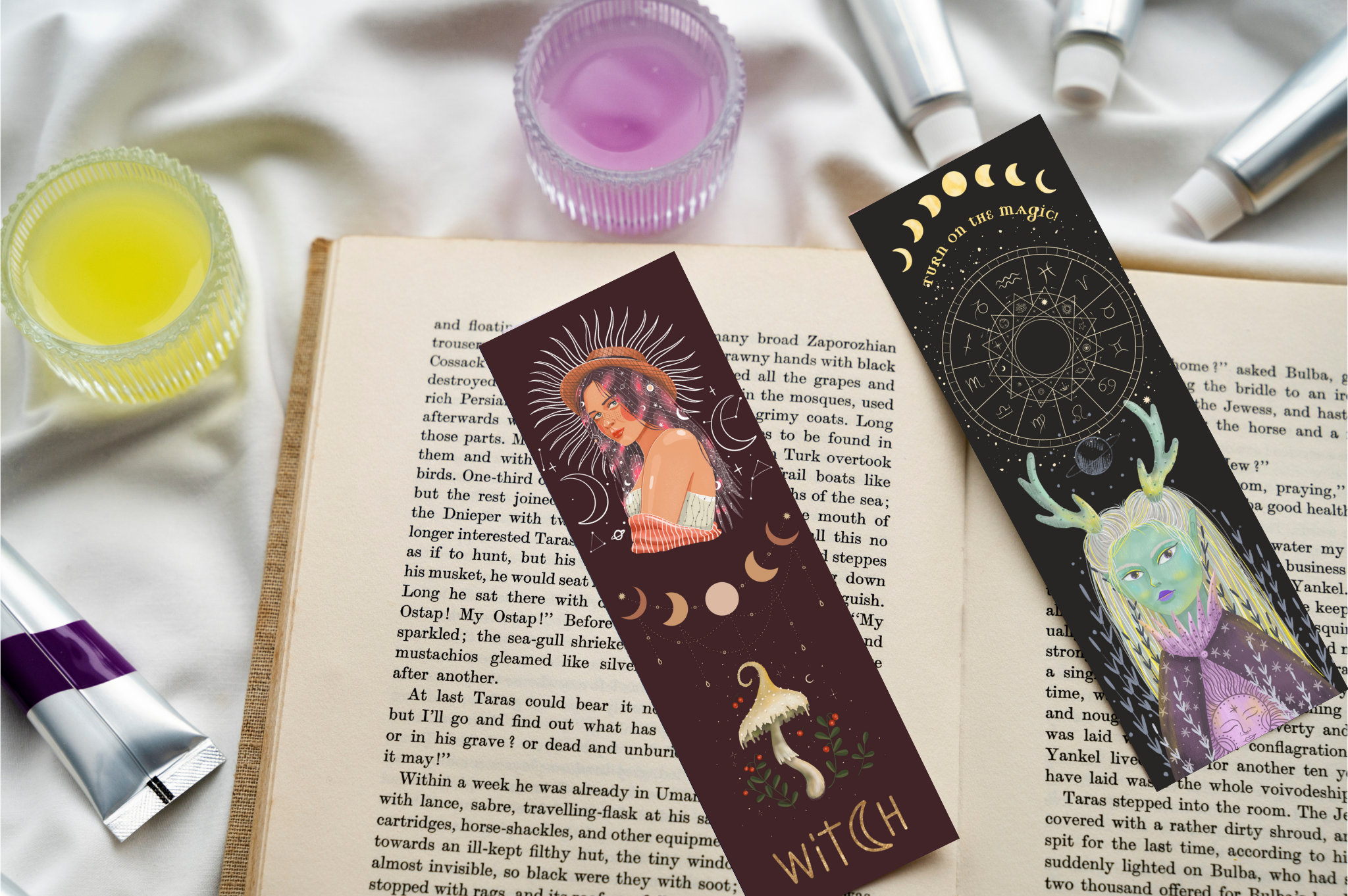 Witchy Bookmarks Printable Template - 10pcs Digital, Witch Bookmark ...