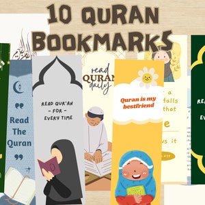 Quran Bookmarks Template Printable 10pcs Digital Bookmarks for Women ...
