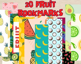 Watercolor Fruit Printable Bookmarks Set of 4: Strawberries, Bananas ...