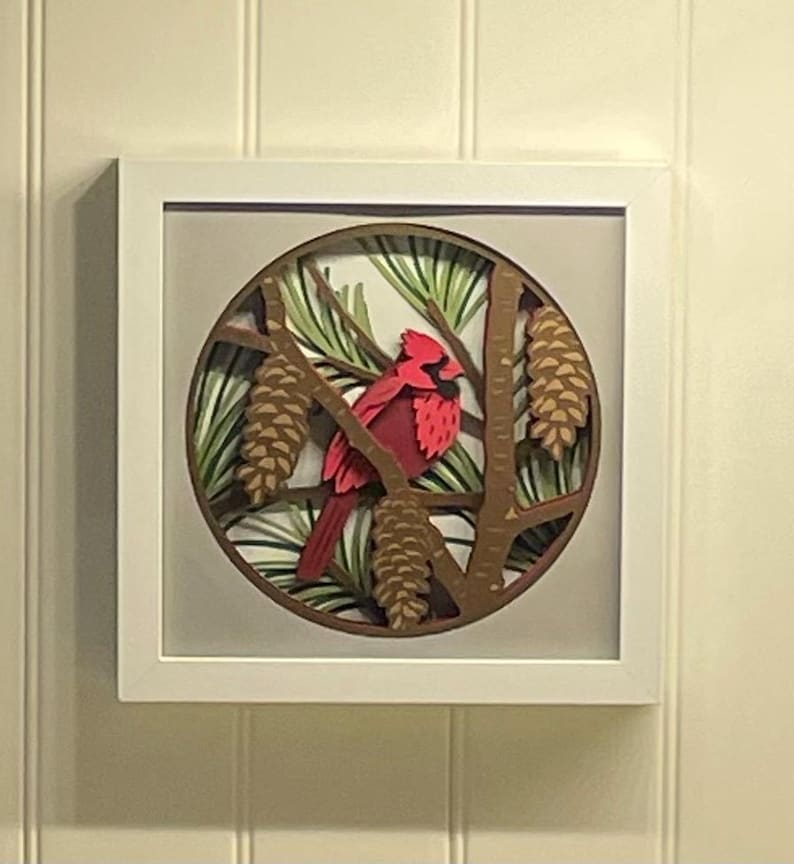 Cardinal 3D Shadow Box, Layered Paper - Etsy