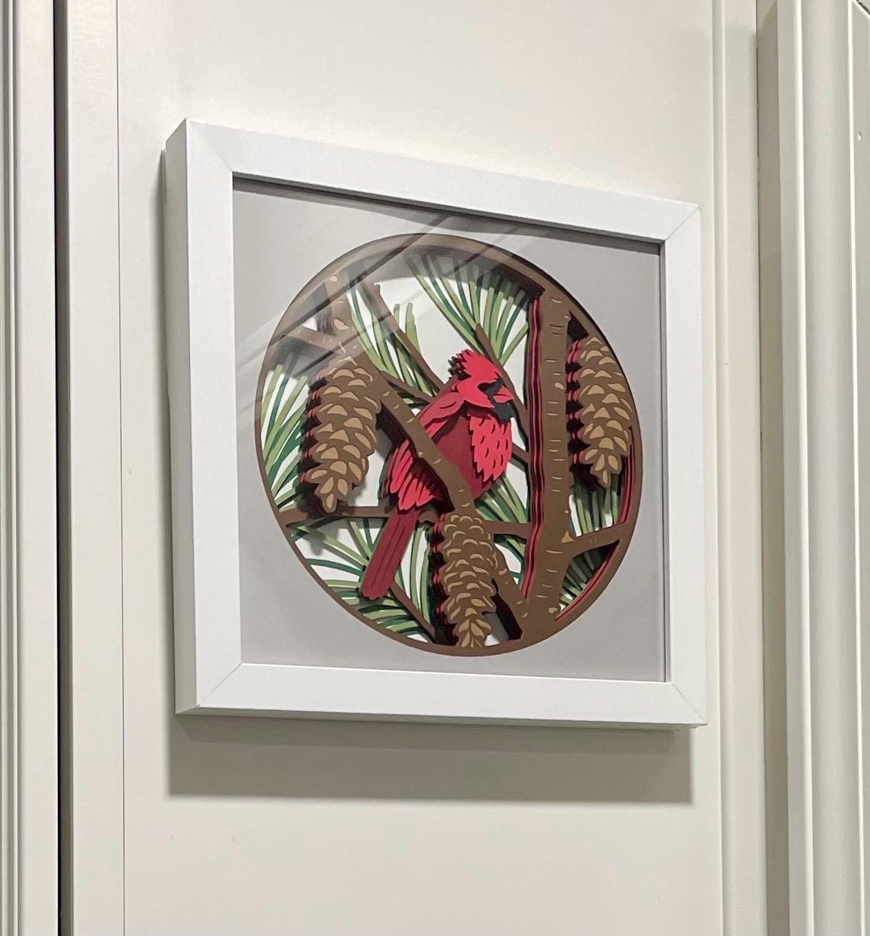 Cardinal 3D Shadow Box, Layered Paper - Etsy