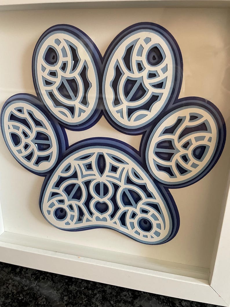 Paw Print 3D Shadow Box, Layered Paper - Etsy