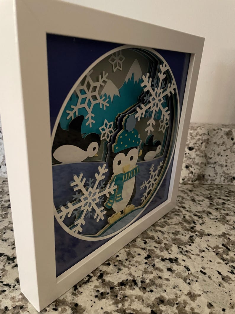 Penguin 3D Shadow Box, Layered Paper - Etsy