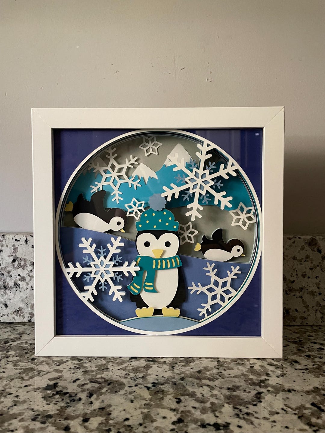 Penguin 3D Shadow Box, Layered Paper - Etsy