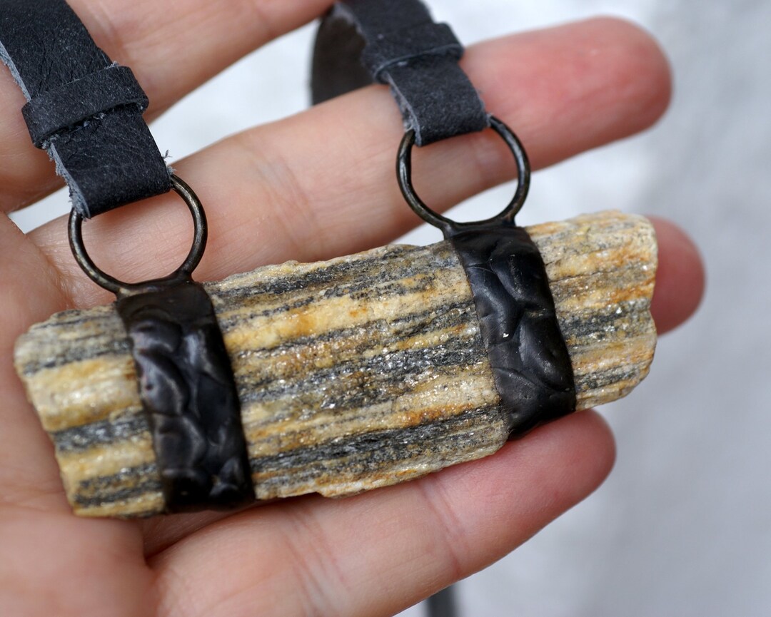 Decorative Stone Stone Bark Necklace, Metalwork and Bark Stone Necklace ...
