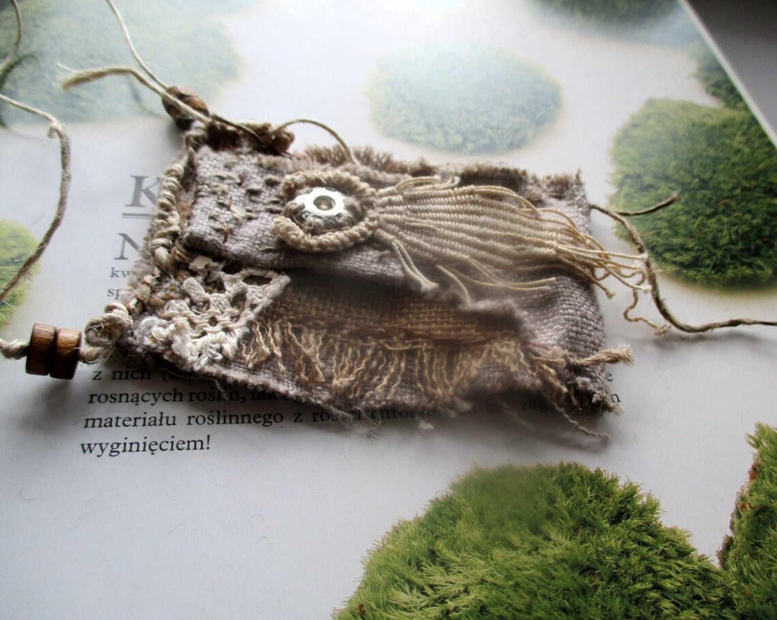 Fabric Amulet Necklace, Art Wearable Necklace, Shaman Necklace, Tribal ...