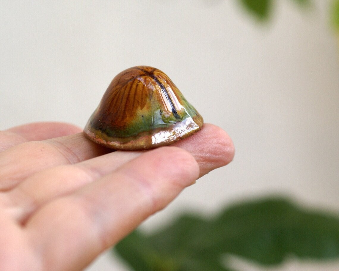 Conical Ceramic Ring Ceramic Ring With a Leaf Motif Round - Etsy