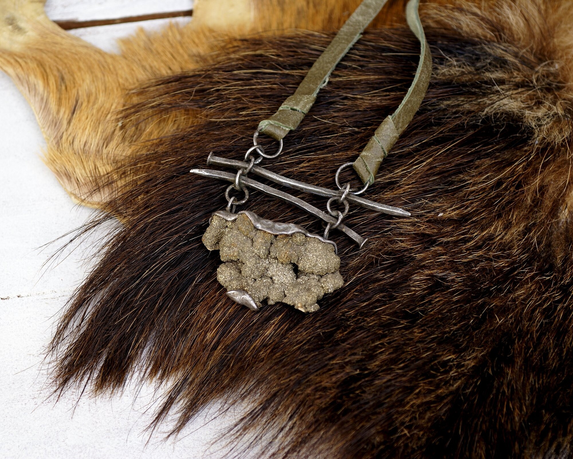 Raw Marcasite Necklace, Natural Raw Stone Necklace, Barite Necklace ...