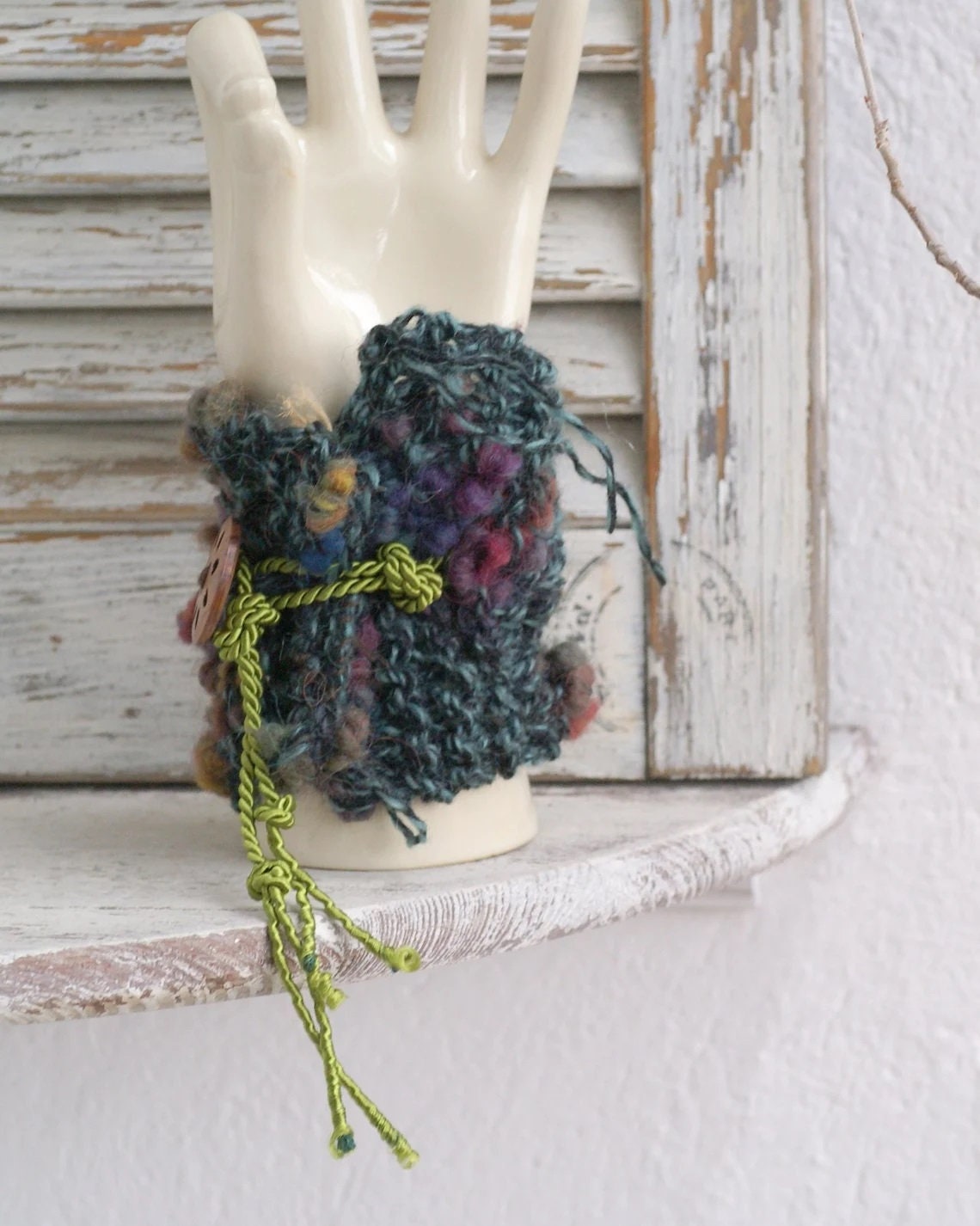 Yarn Wide Bracelet, Crochet Cuff Bracelet, Cuff Bracelet With Button ...