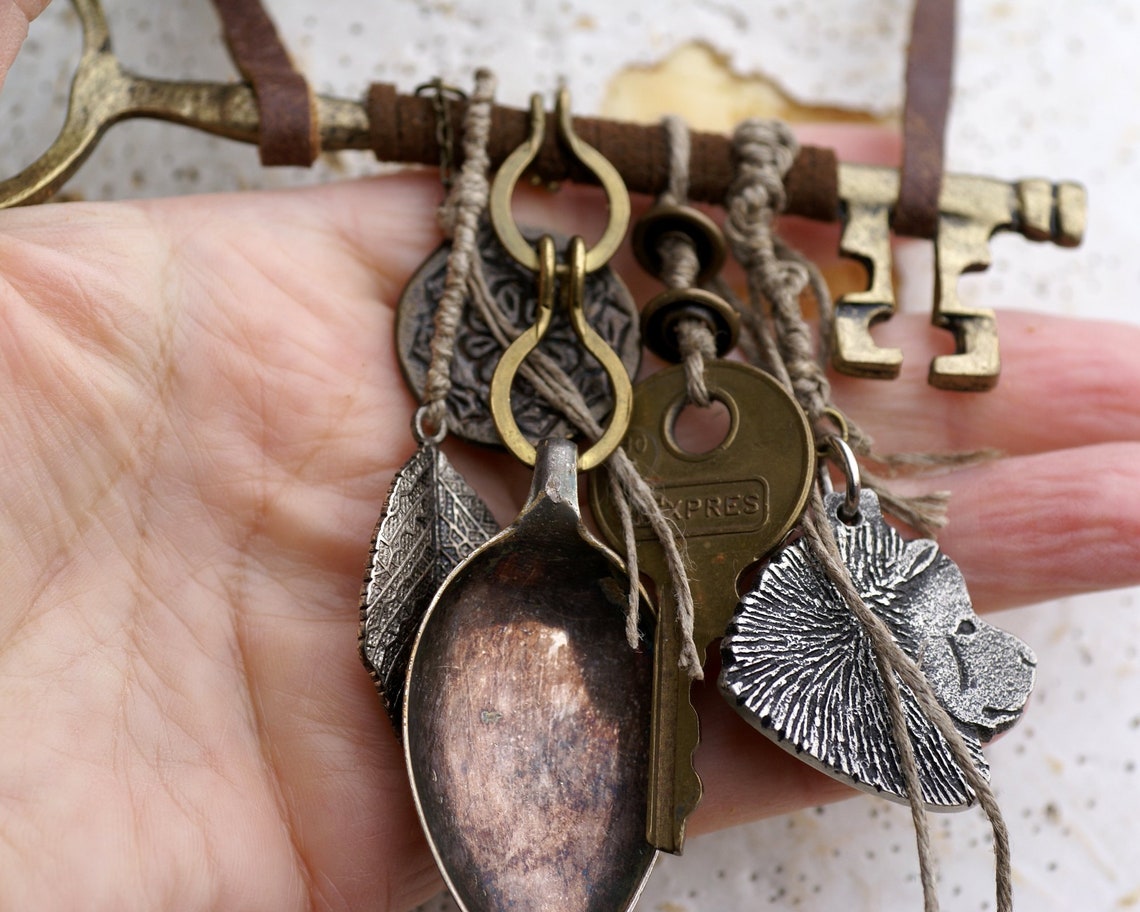 Vintage Skeleton Key Necklace, Assemblage Necklace, Found Object ...