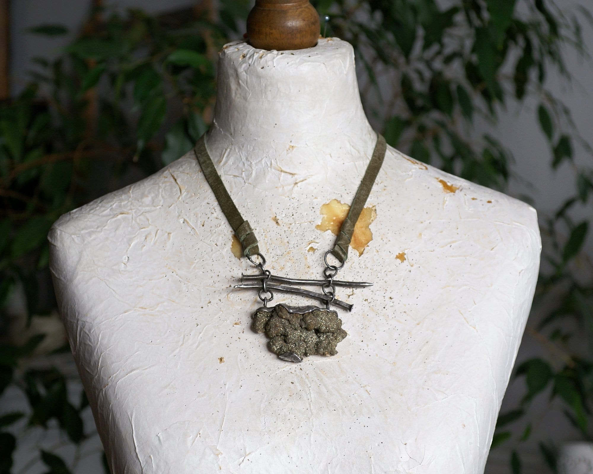 Raw Marcasite Necklace, Natural Raw Stone Necklace, Barite Necklace ...