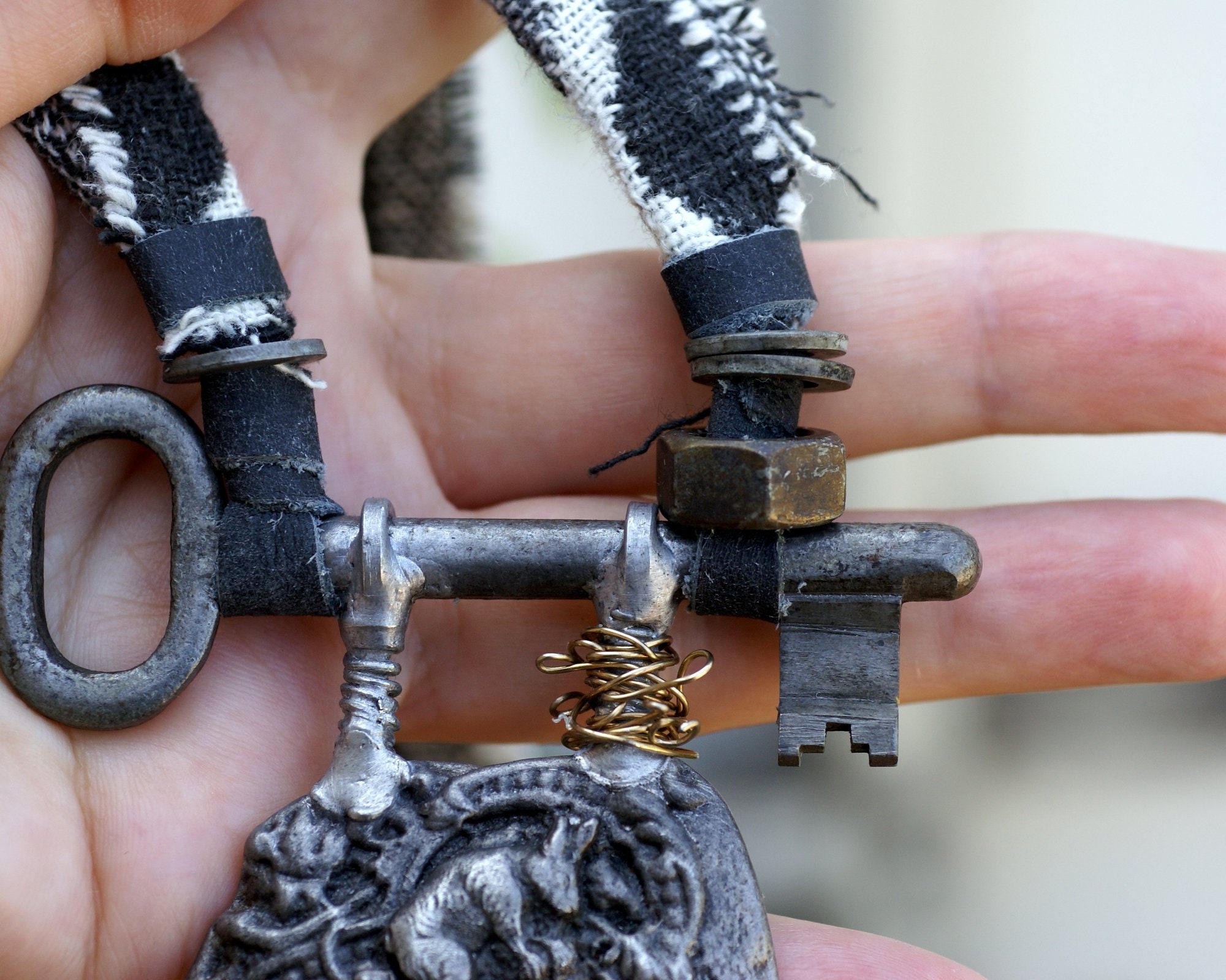 Pendant Sand-cast Pewter, Rustic Textured Statement Piece, Pewter ...