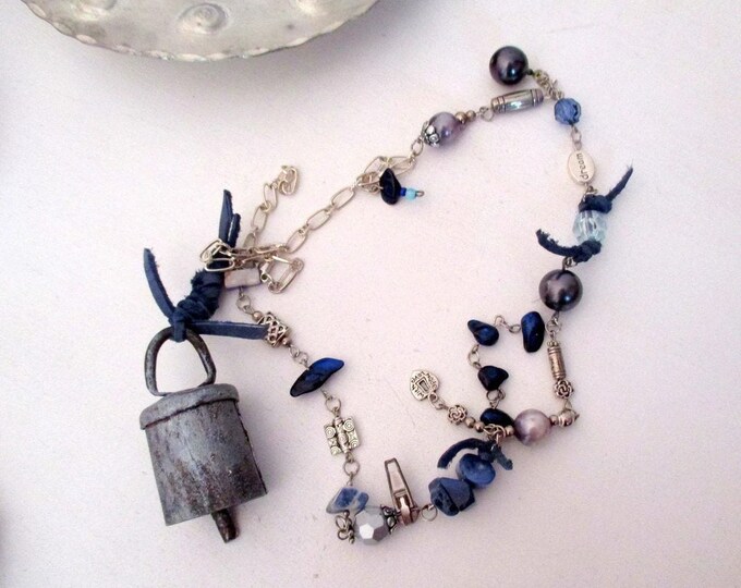 Necklace With Shepherd's Bell and Lapis Lazuli, Necklace Bell and Pearl ...