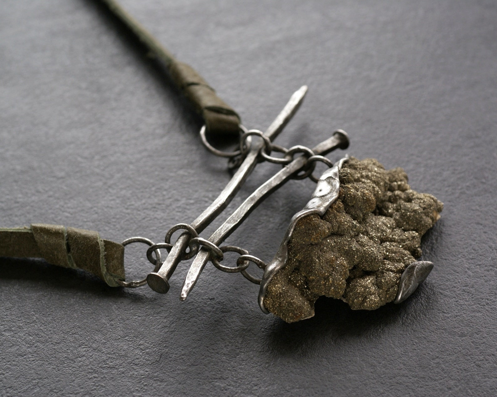 Raw Marcasite Necklace, Natural Raw Stone Necklace, Barite Necklace ...