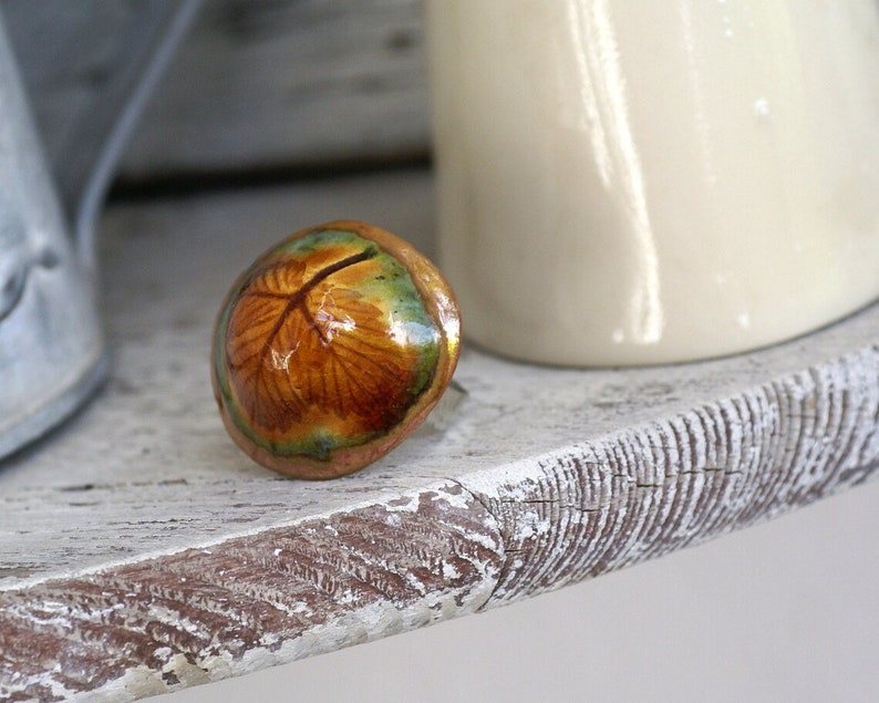 Conical Ceramic Ring Ceramic Ring With a Leaf Motif Round - Etsy