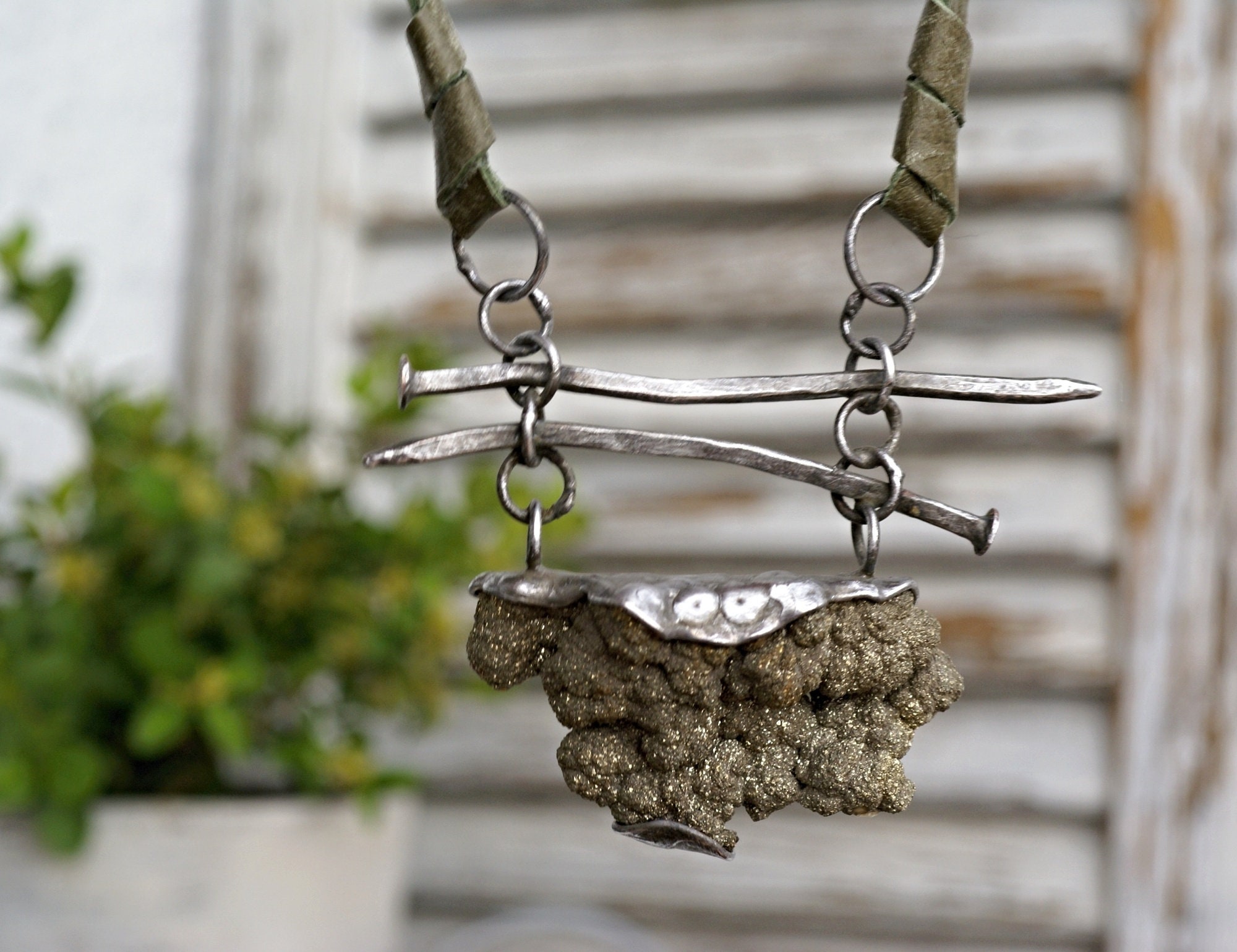 Raw Marcasite Necklace, Natural Raw Stone Necklace, Barite Necklace ...