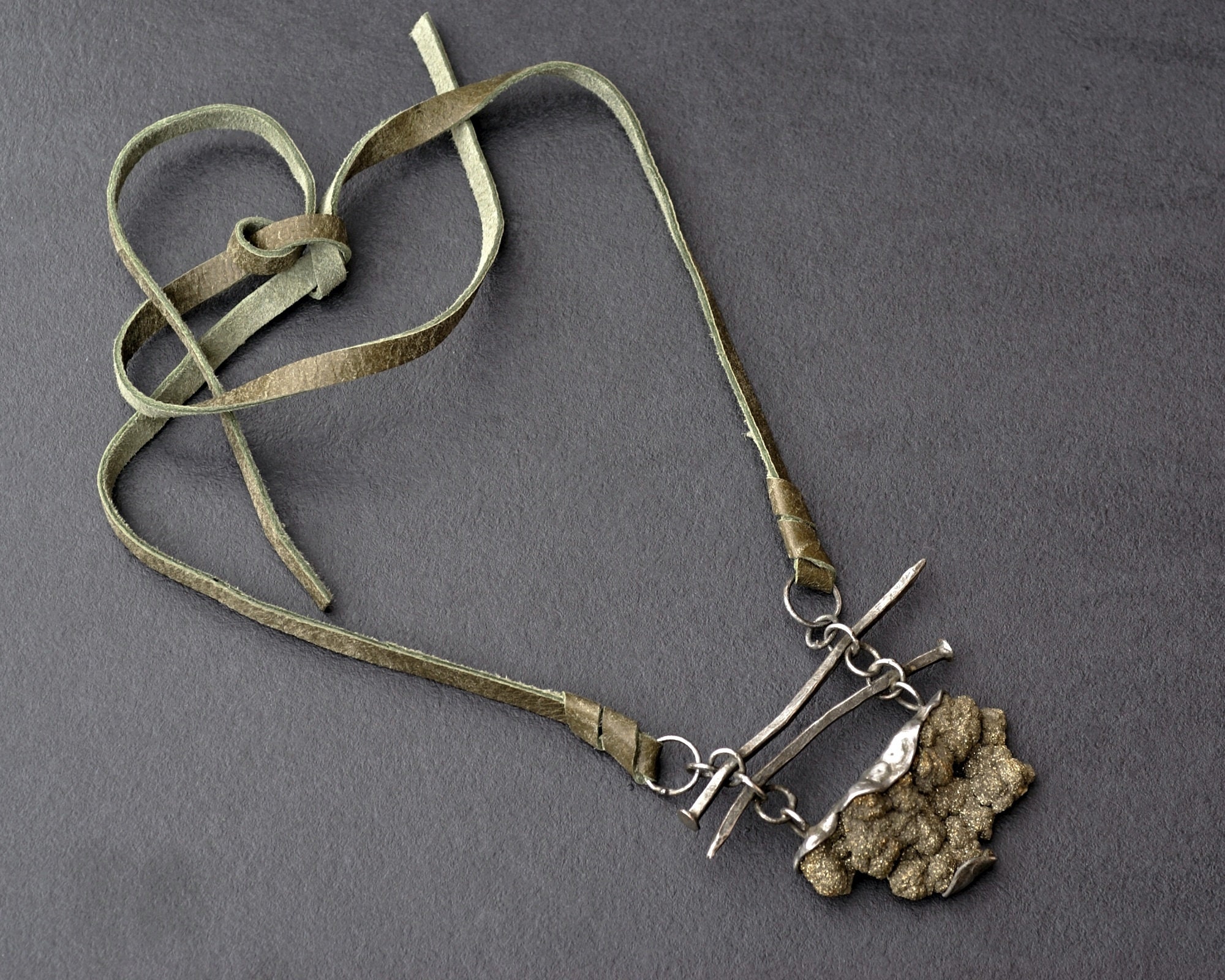 Raw Marcasite Necklace, Natural Raw Stone Necklace, Barite Necklace ...