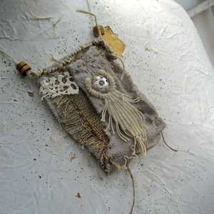 Fabric Amulet Necklace, Art Wearable Necklace, Shaman Necklace, Tribal ...