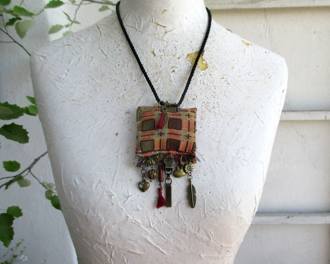 Amulet Necklace, Textile Necklace, Treasure Necklace, Totem Necklace ...