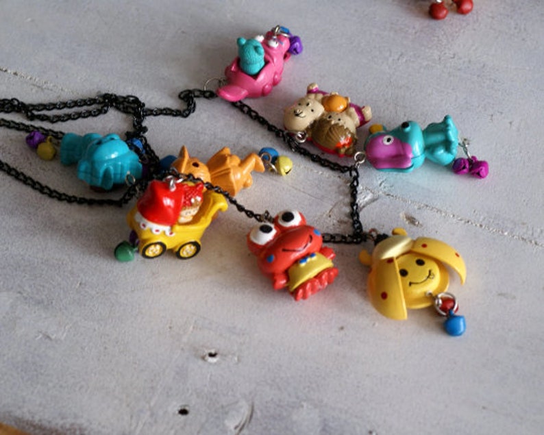 Toy Necklace, Animals Necklace, Statement Necklace, Plastic Toy Charm ...