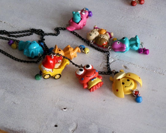 Toy Necklace, Animals Necklace, Statement Necklace, Plastic Toy Charm ...
