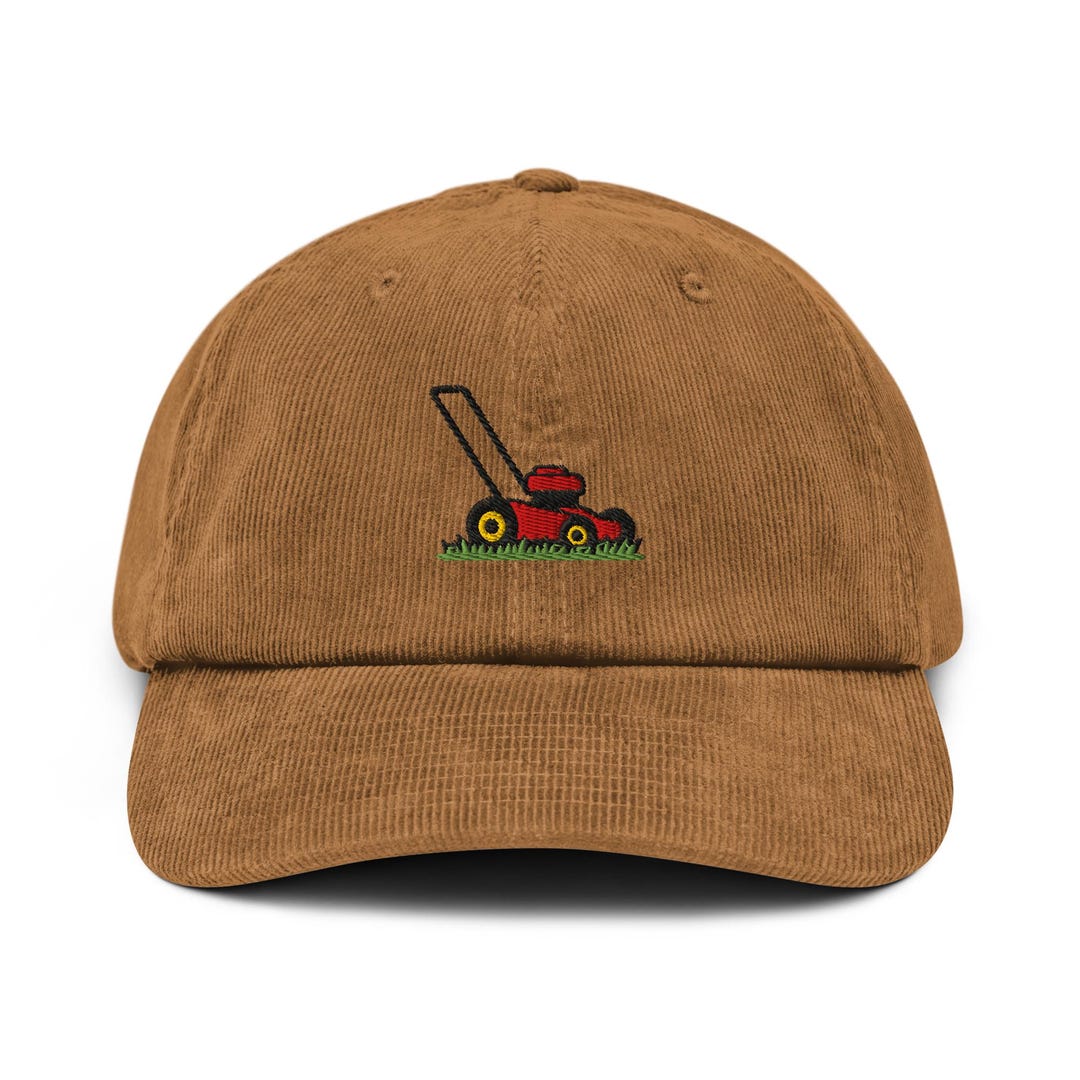 Lawnmower Hat Embroidered Corduroy Cap Funny Lawn Hat Gardening Gift ...