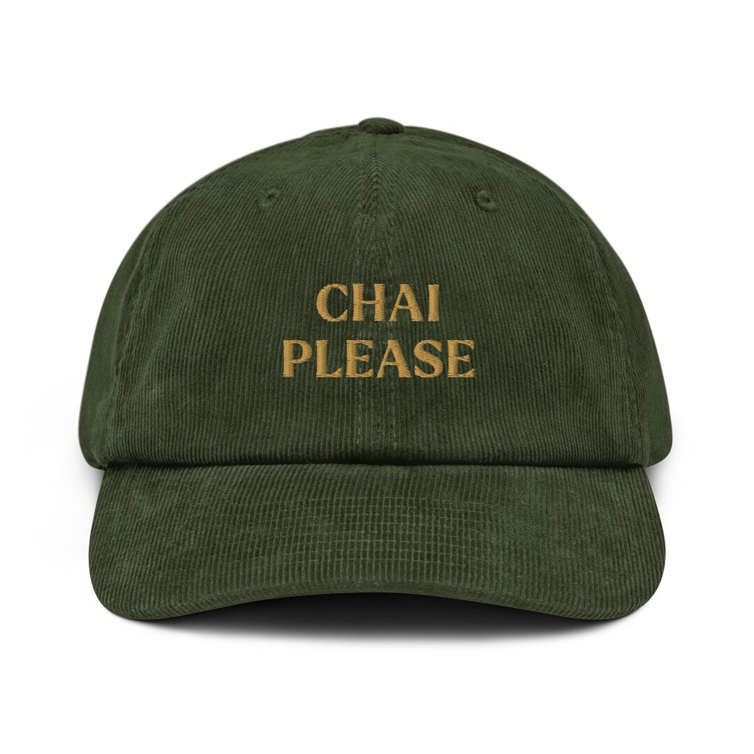 Chai Please Embroidered Corduroy Hat Stylish Tea Lover Cap Unique Gift ...