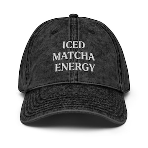 Matcha Hat Iced Matcha Energy Embroidered Vintage Cotton Cap Japanese ...
