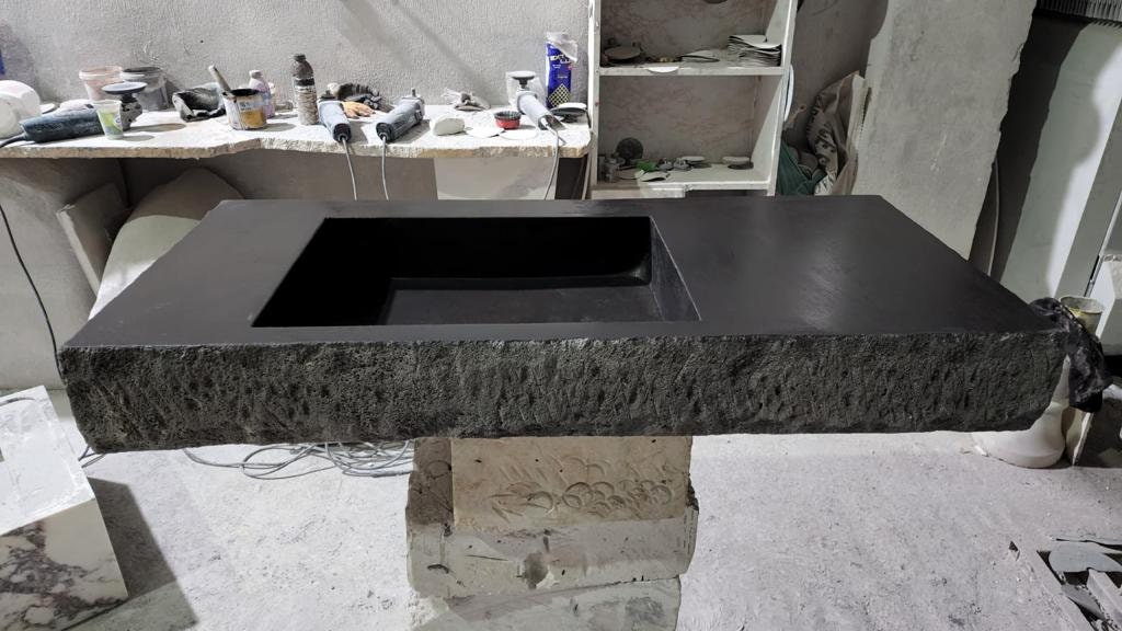 Matt Basalt Marble Sink, Wall Mounted Marble Sink, Marble Basin, Powder ...