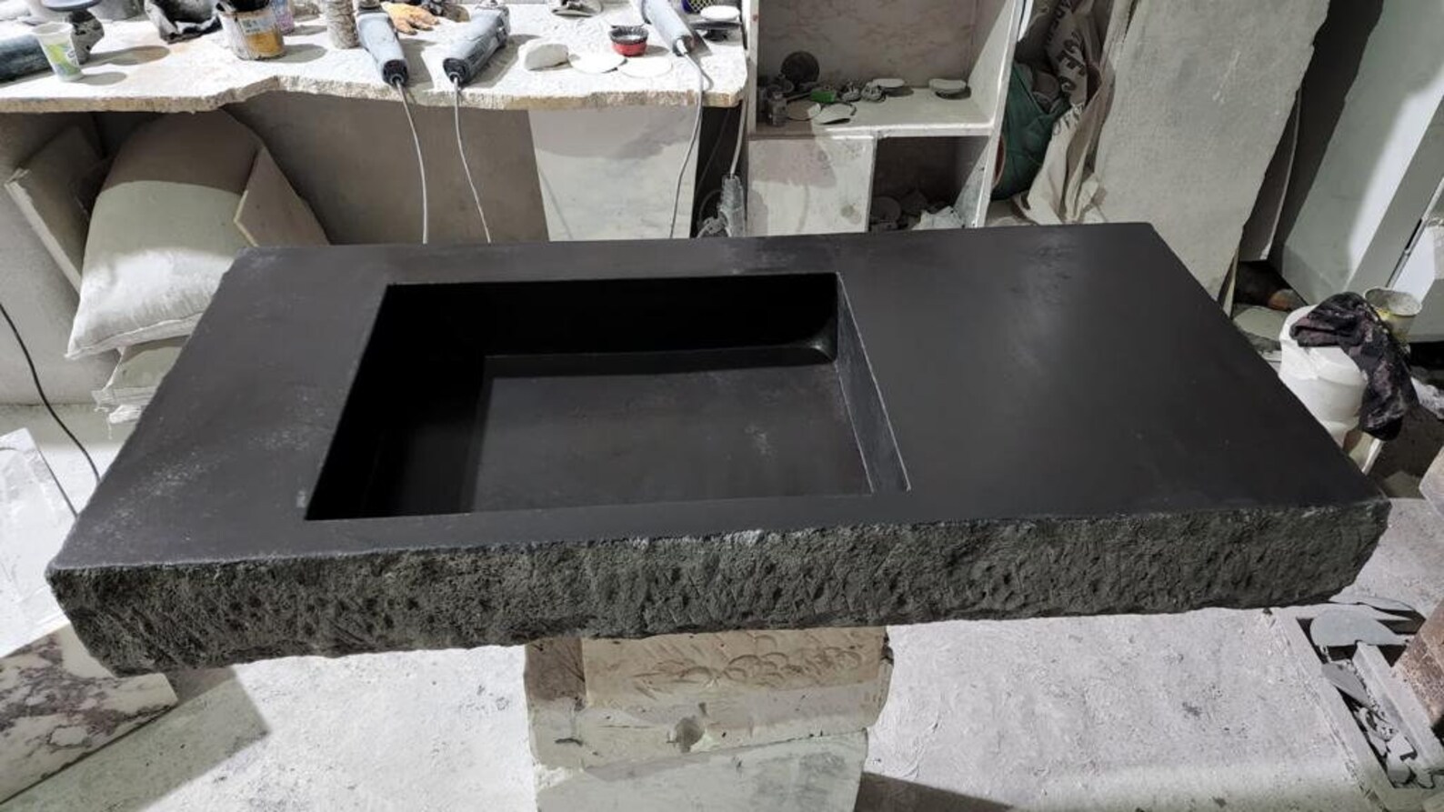 Matt Basalt Marble Sink, Wall Mounted Marble Sink, Marble Basin, Powder ...