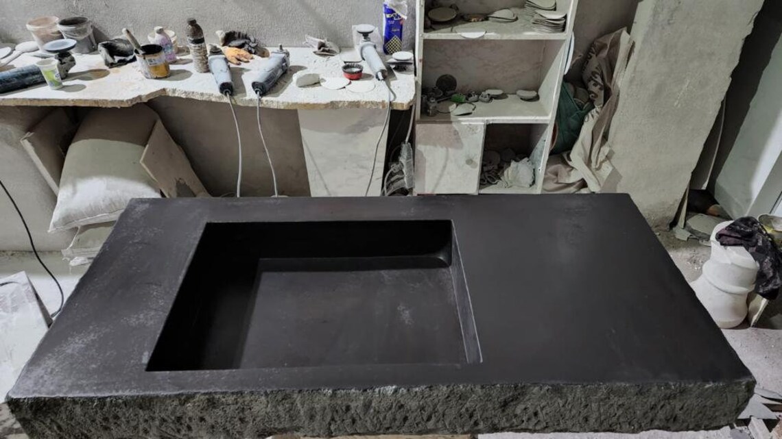 Matt Basalt Marble Sink, Wall Mounted Marble Sink, Marble Basin, Powder ...