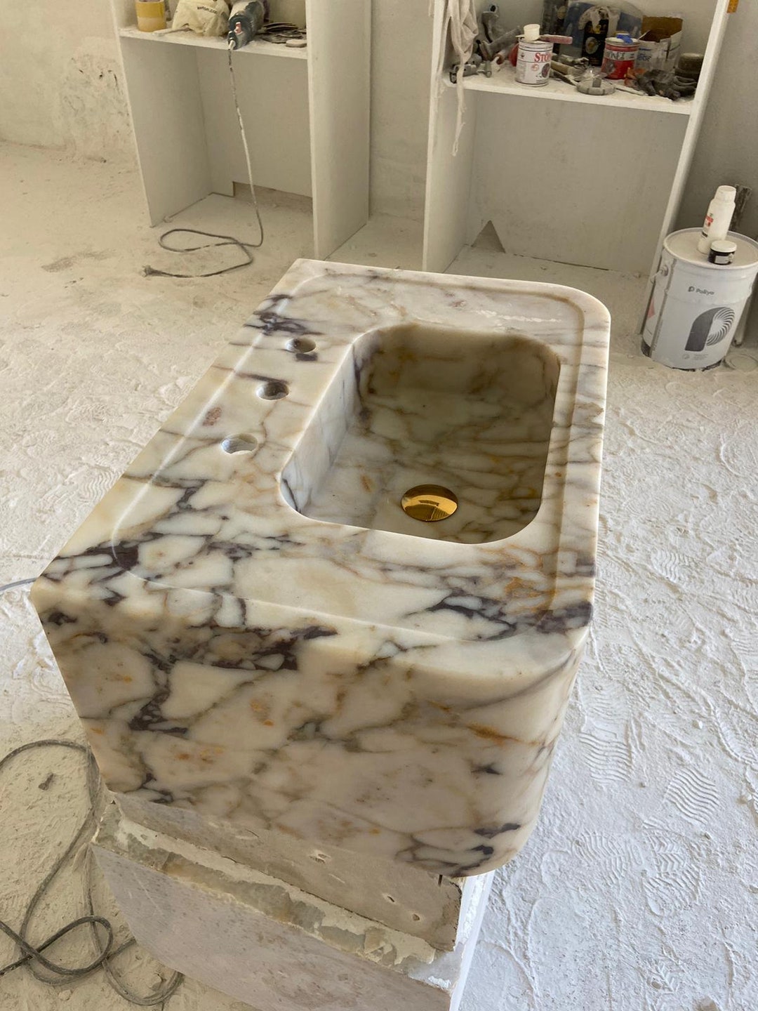 Custom Calacatta Viola Marble Sink Wall Mounted Marble Sink - Etsy UK