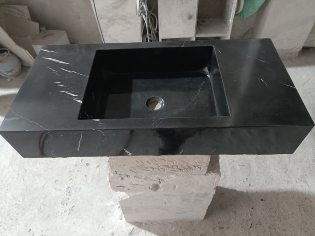 Nero Marquina Marble Sink Wall Mounted Marble Sink Bathroom Wash Basin ...