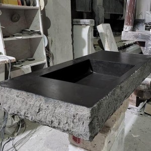 Matt Basalt Marble Sink, Wall Mounted Marble Sink, Marble Basin, Powder ...