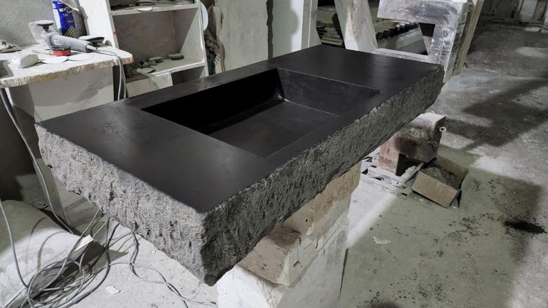 Matt Basalt Marble Sink, Wall Mounted Marble Sink, Marble Basin, Powder ...