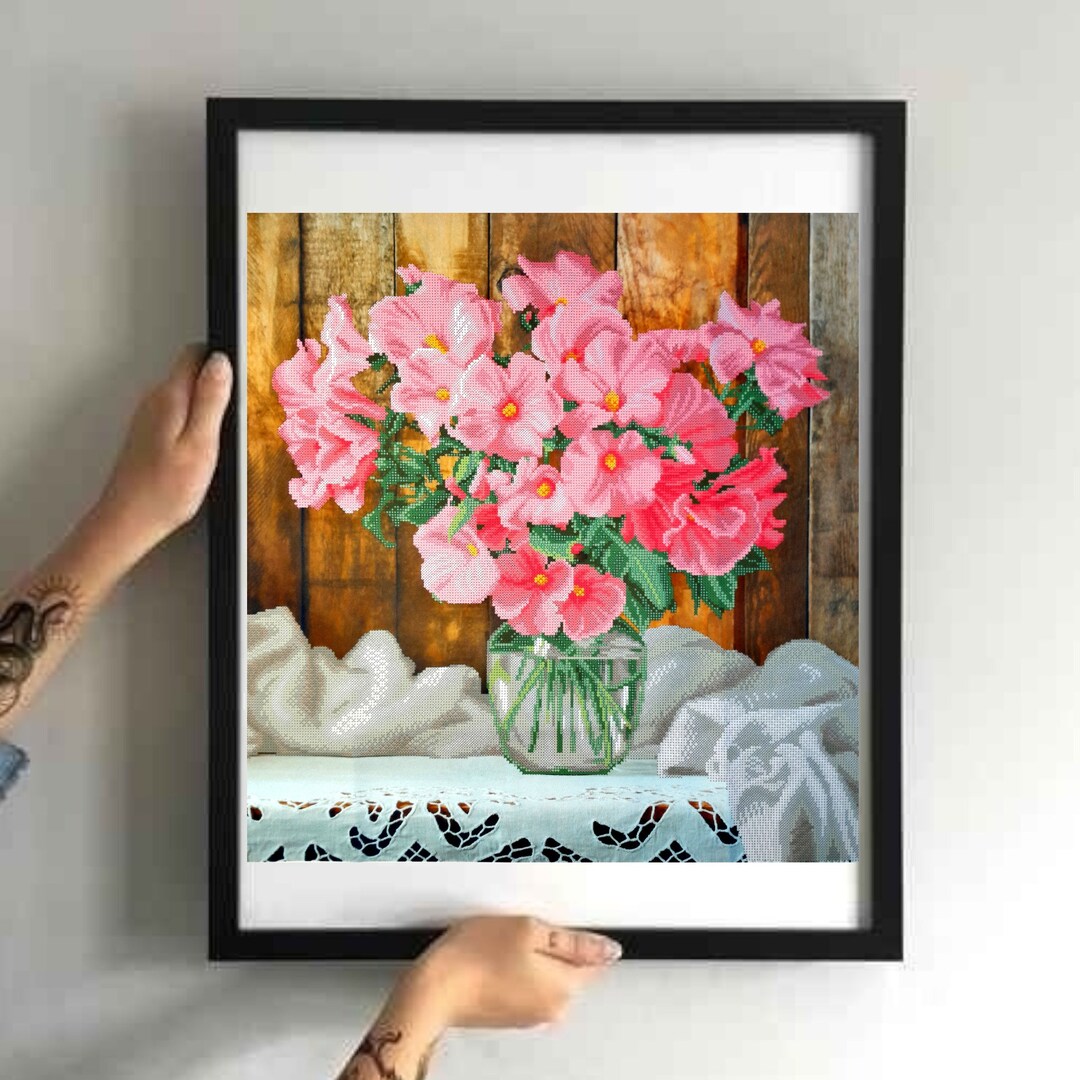 DIY Bead Embroidery Kit "mallow Flowers''. Home Decor Mallow Flowers ...