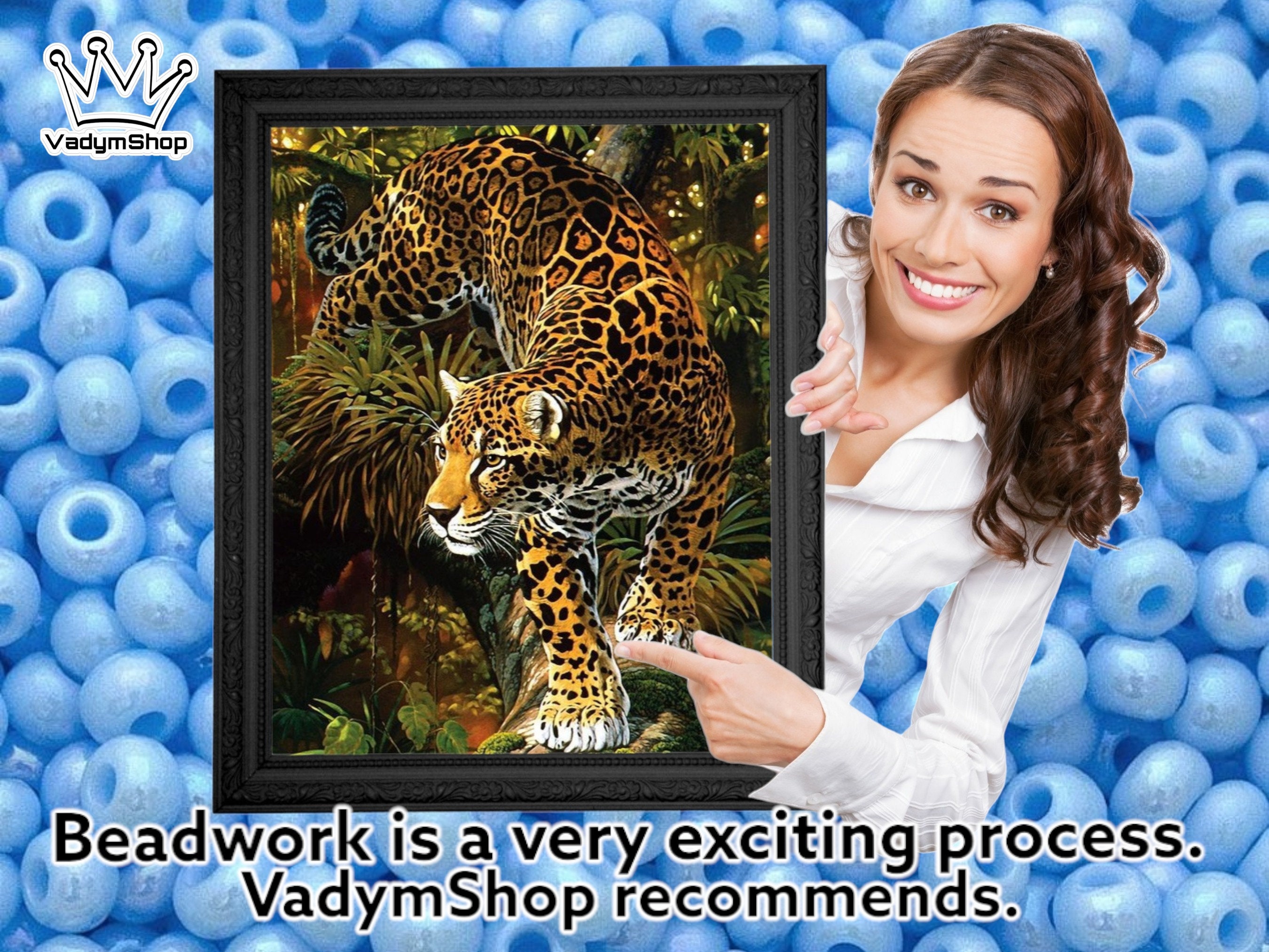 DIY Bead Embroidery Kit predator Tigers. Beaded Needlework. Beadwork ...