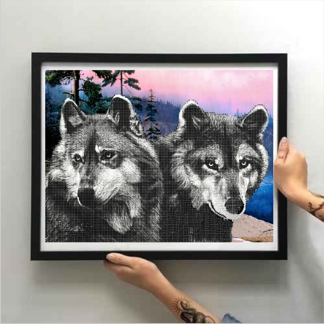 DIY Bead Embroidery Kit wolves. Beaded Needlework - Etsy